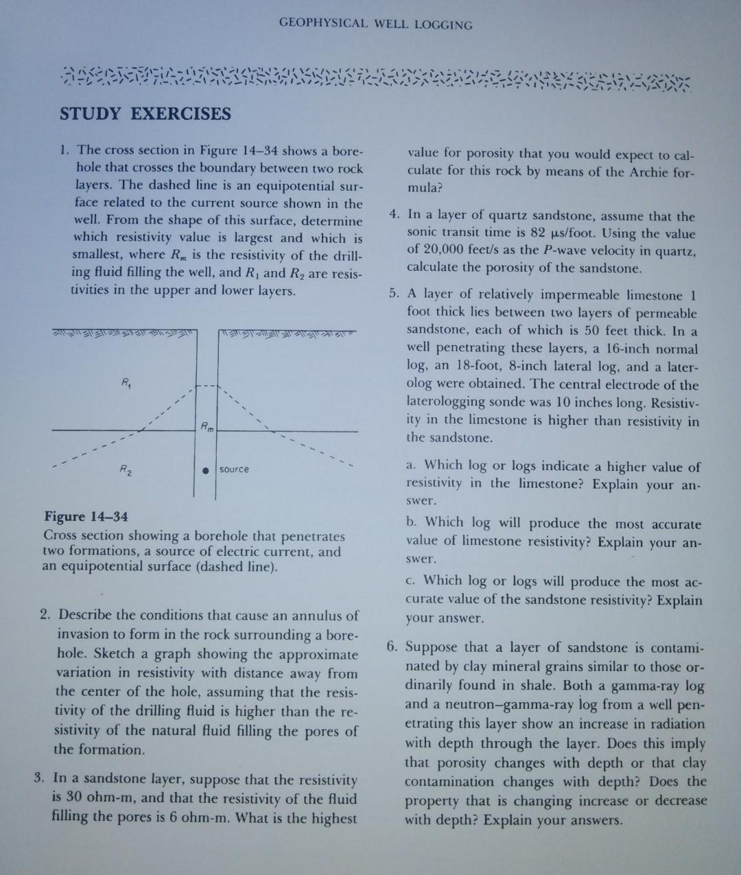 GEOPHYSICAL WELL LOGGING オーバー STUDY EXERCISES value | Chegg.com