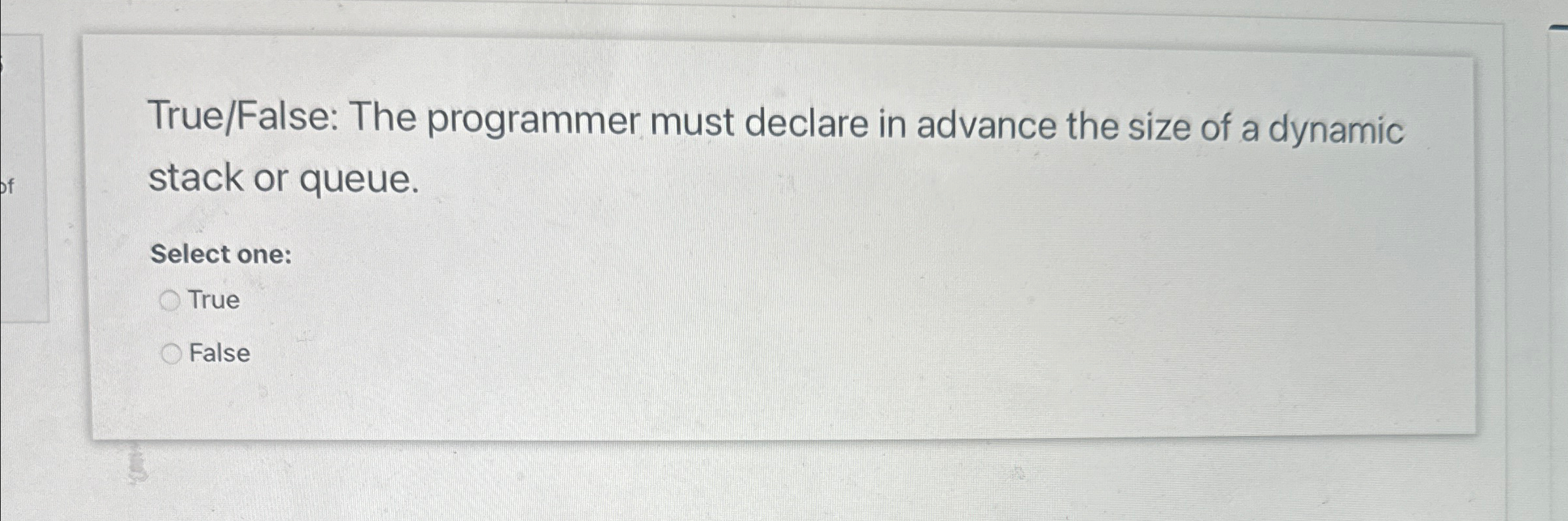 Solved Truefalse The Programmer Must Declare In Advance 9236