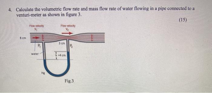 Solved 4. Calculate the volumetric flow rate and mass flow | Chegg.com