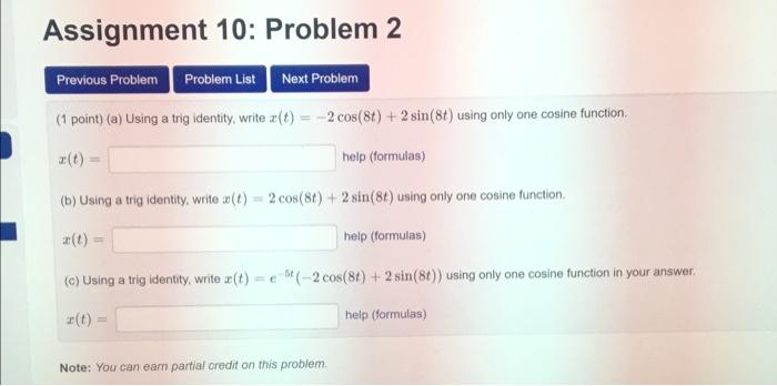 Solved Assignment 10 Problem 2 Previous Problem Problem 