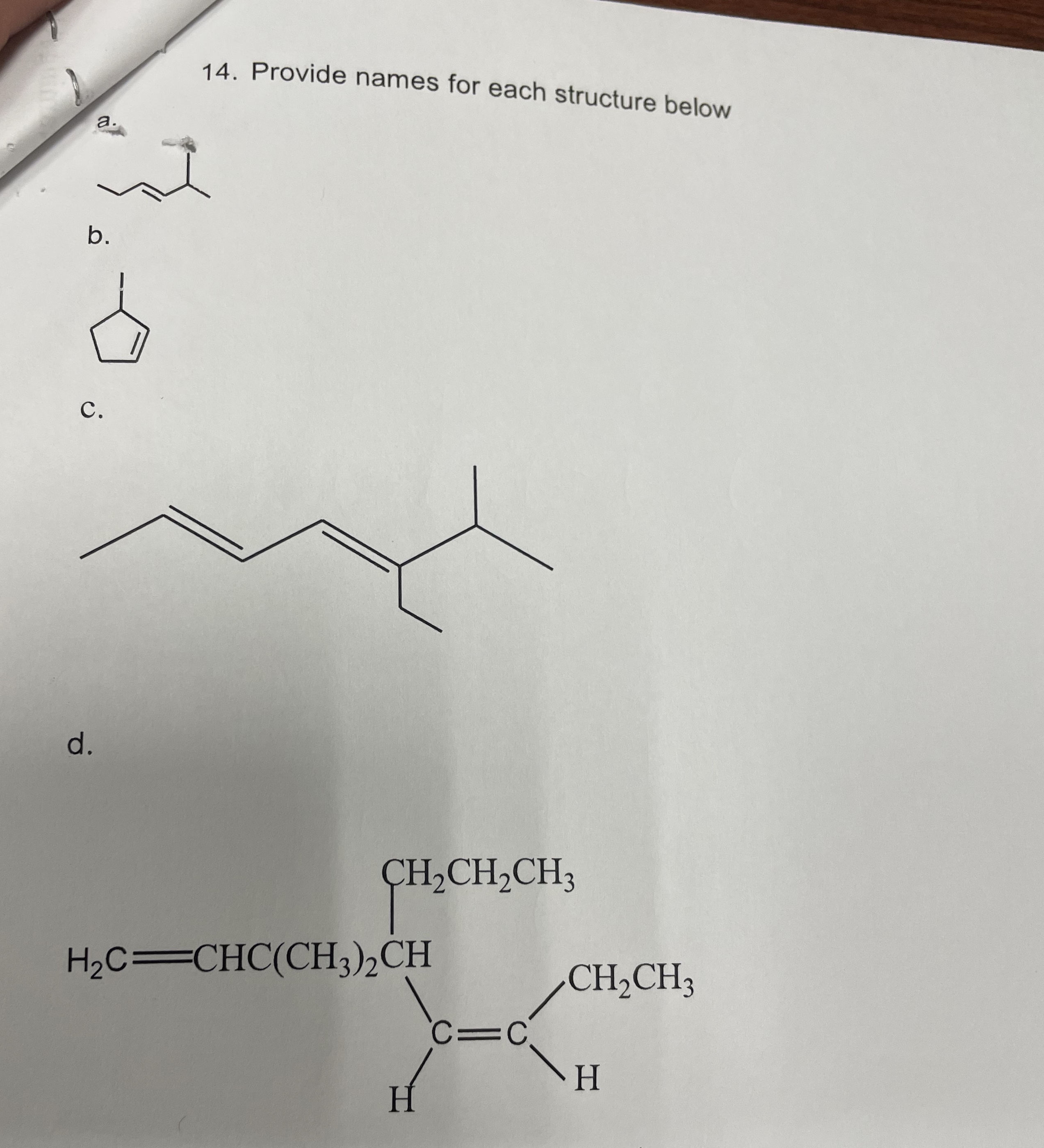Solved Provide names for each structure beloa.b.c.d. | Chegg.com