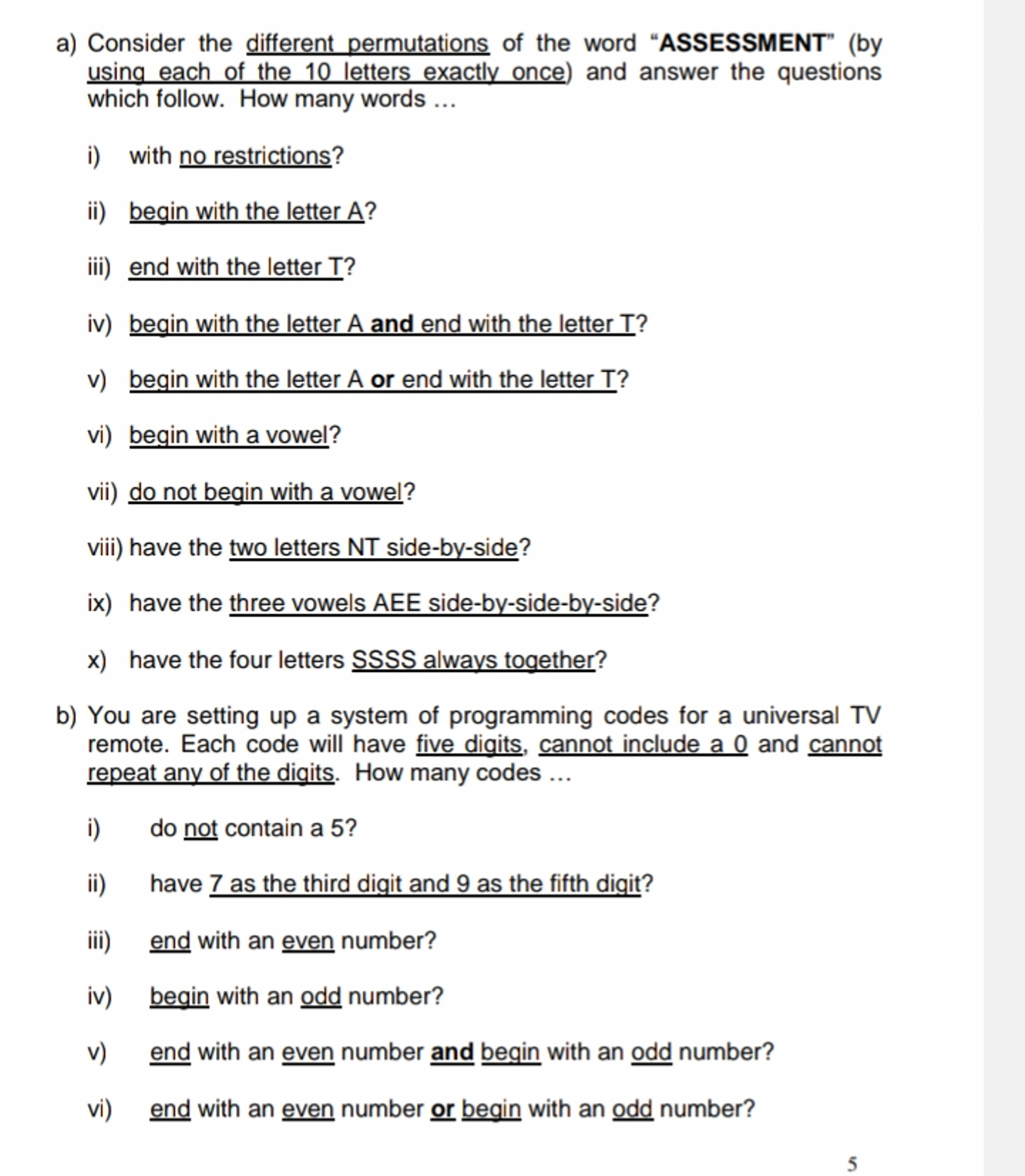 Solved a) ﻿Consider the different permutations of the word | Chegg.com