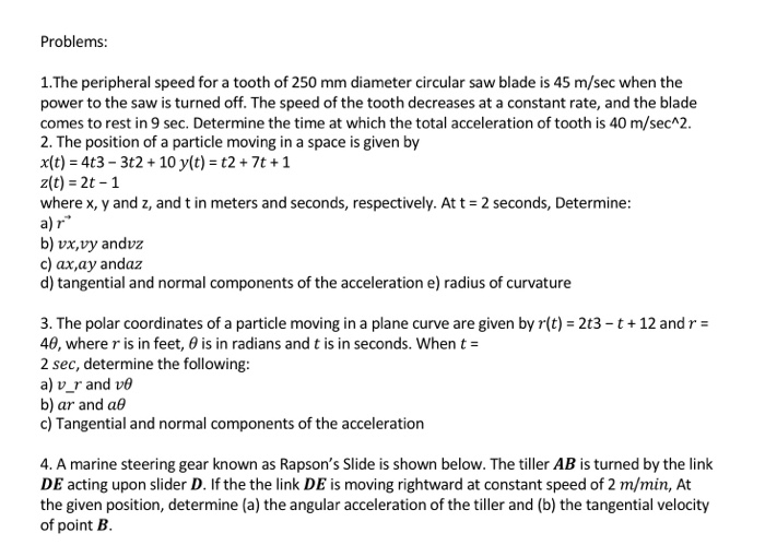 Solved Problems: 1. The peripheral speed for a tooth of 250 | Chegg.com