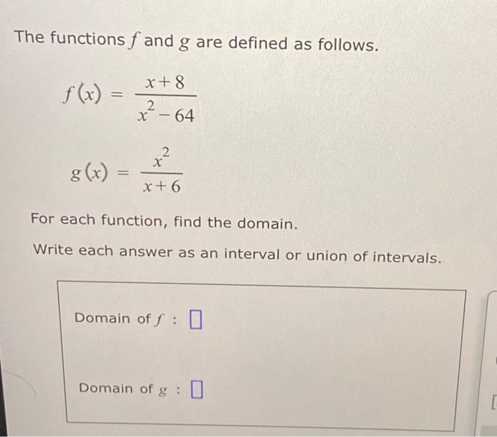 Solved The functions f and g are defined as follows. | Chegg.com