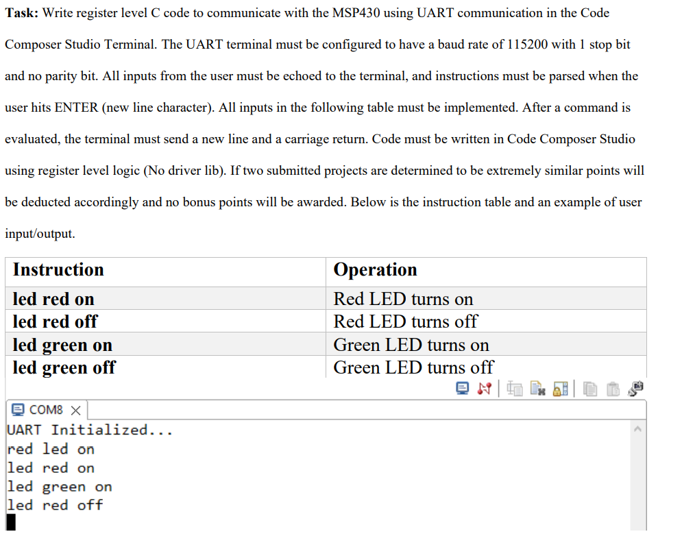 Solved Task: Write register level C code to communicate with | Chegg.com