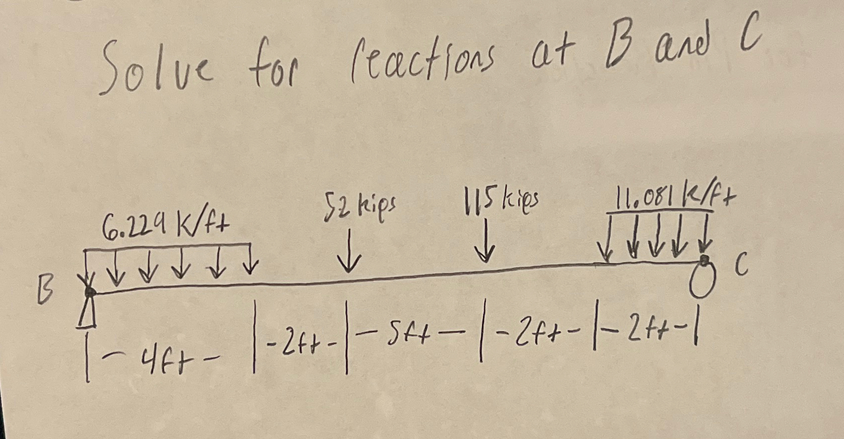 Solved Solve for reactions at B ﻿and C | Chegg.com