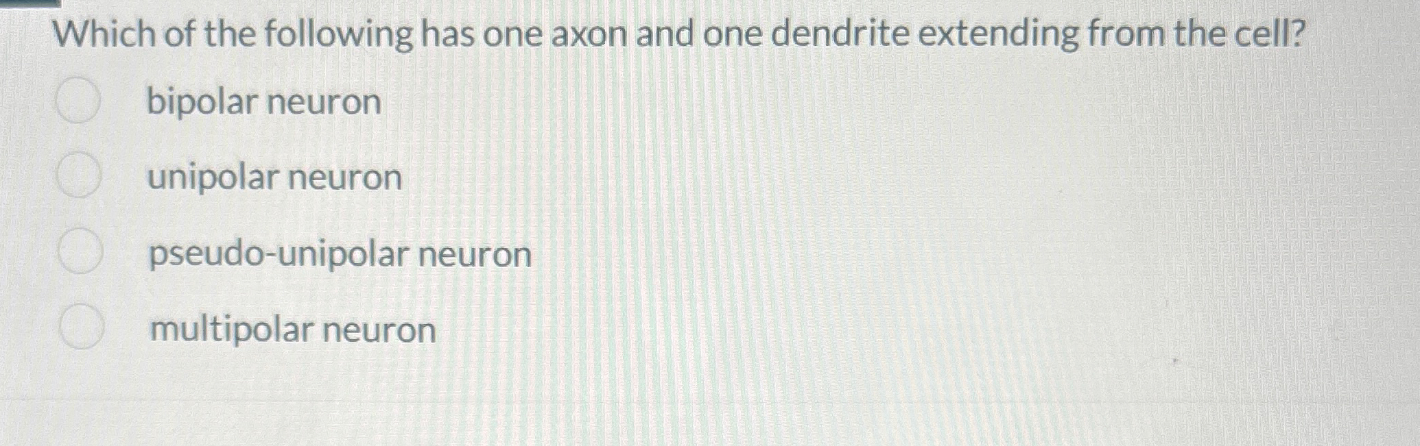 Solved Which of the following has one axon and one dendrite | Chegg.com