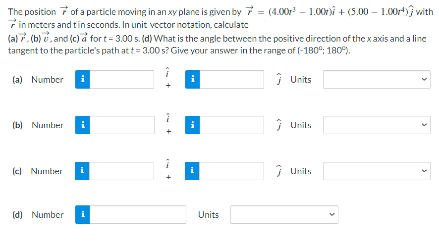 Solved The position vec(r) ﻿of a particle moving in an xy | Chegg.com