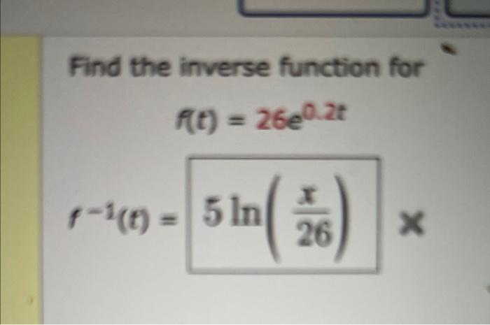 Solved Find the inverse function for | Chegg.com