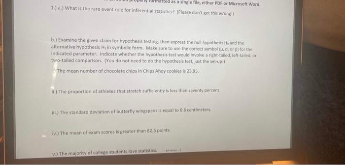 Solved matted as a single file, elther PDF or Microsoft | Chegg.com