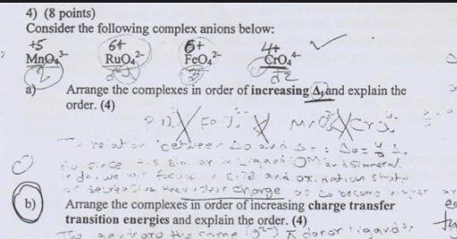 4) (8 points) Consider the following complex anions | Chegg.com