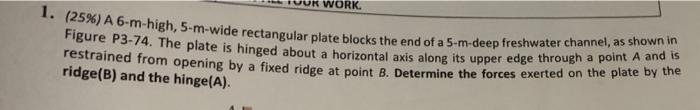 1. (25%) A 6-m-high, 5-m-wide rectangular plate | Chegg.com