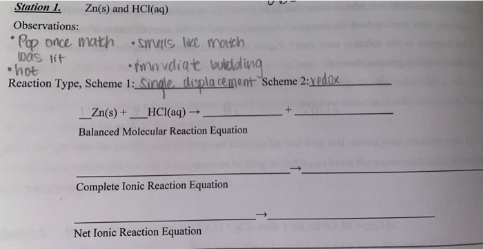 Solved Station 2. BaCl2(aq) and Na2SO4(aq) Observations: | Chegg.com