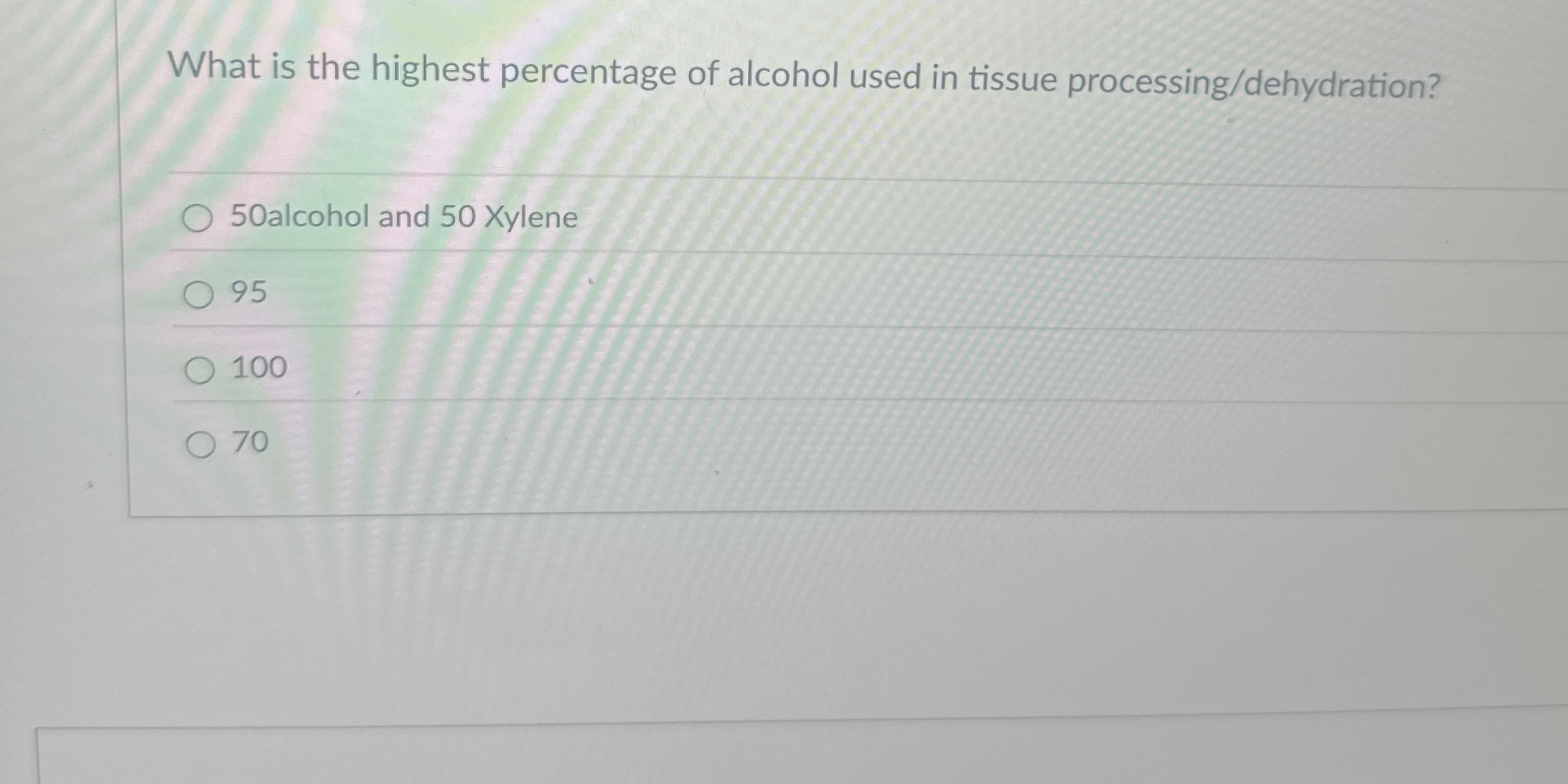 Solved What is the highest percentage of alcohol used in | Chegg.com