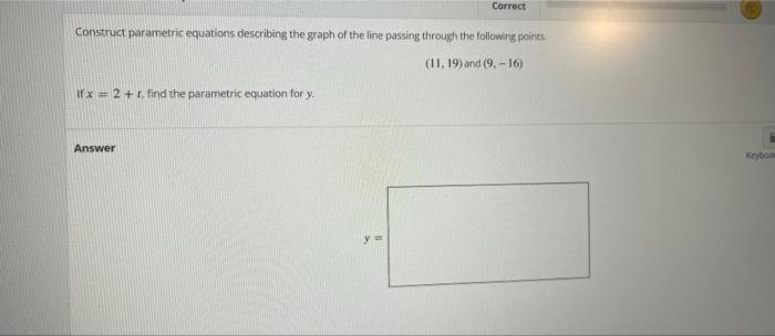 Solved construct parametric equations describing the graph | Chegg.com