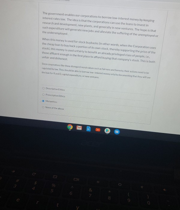 Solved The government enables our corporations to borrow | Chegg.com