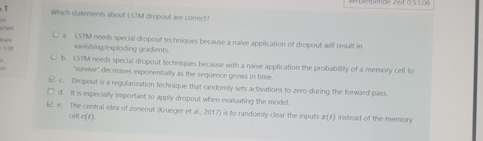 Solved Which statements about ISTM dropout are correct?a. | Chegg.com