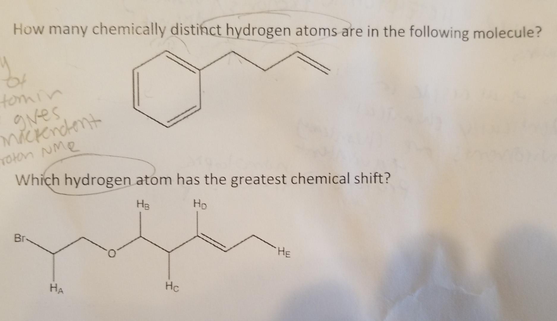 Solved How many chemically distinct hydrogen atoms are in | Chegg.com