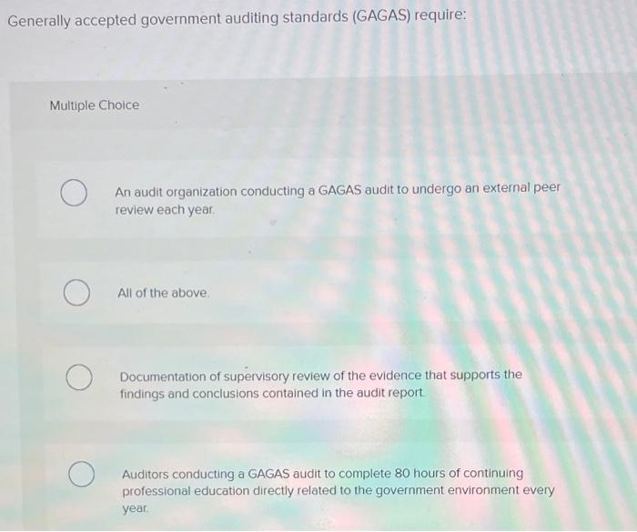 Solved Generally accepted government auditing standards | Chegg.com