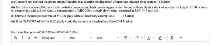 Solved (a) Compare and contrast the plume and puff models | Chegg.com