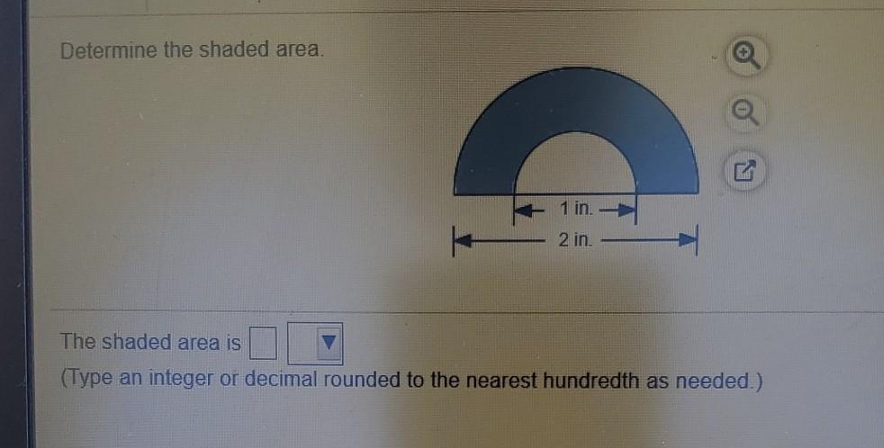 Solved Determine the shaded area. 1 in. 2 in The shaded area | Chegg.com