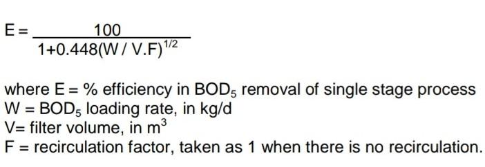 Solved A low rate trickling filter is to treat 4.966 ML/day | Chegg.com