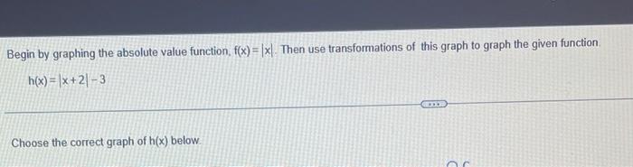 Solved Begin by graphing the absolute value function, | Chegg.com