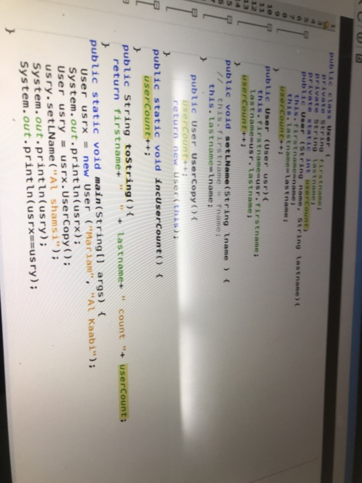 Solved public class User Private String Firstname Private | Chegg.com
