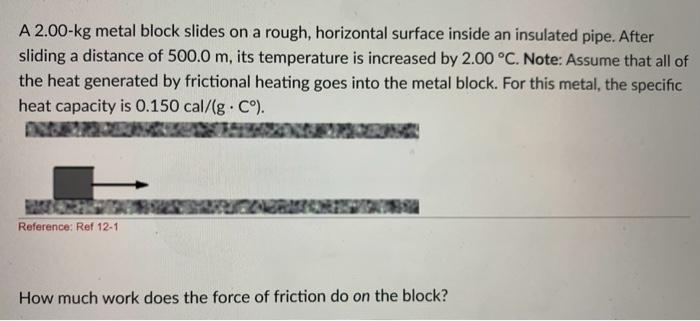 Solved A 2.00-kg metal block slides on a rough, horizontal | Chegg.com