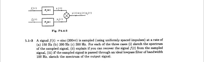 Solved 1-3 A signal f(t)=sin(200πt) is sampled (using | Chegg.com