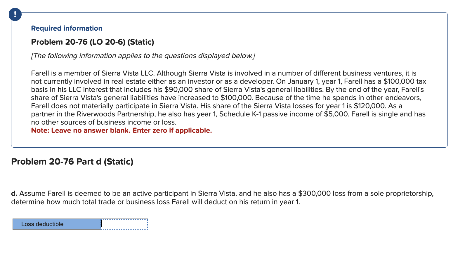 Solved \( ! \)Required informationProblem 20-76 (LO | Chegg.com