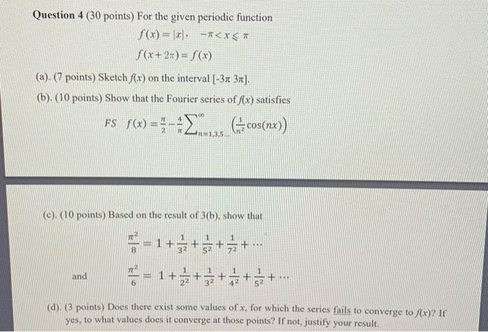 Solved Question 4 ( 30 points) For the given periodic | Chegg.com