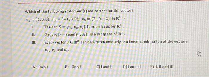 Solved Which of the following statement(s) are correct for | Chegg.com