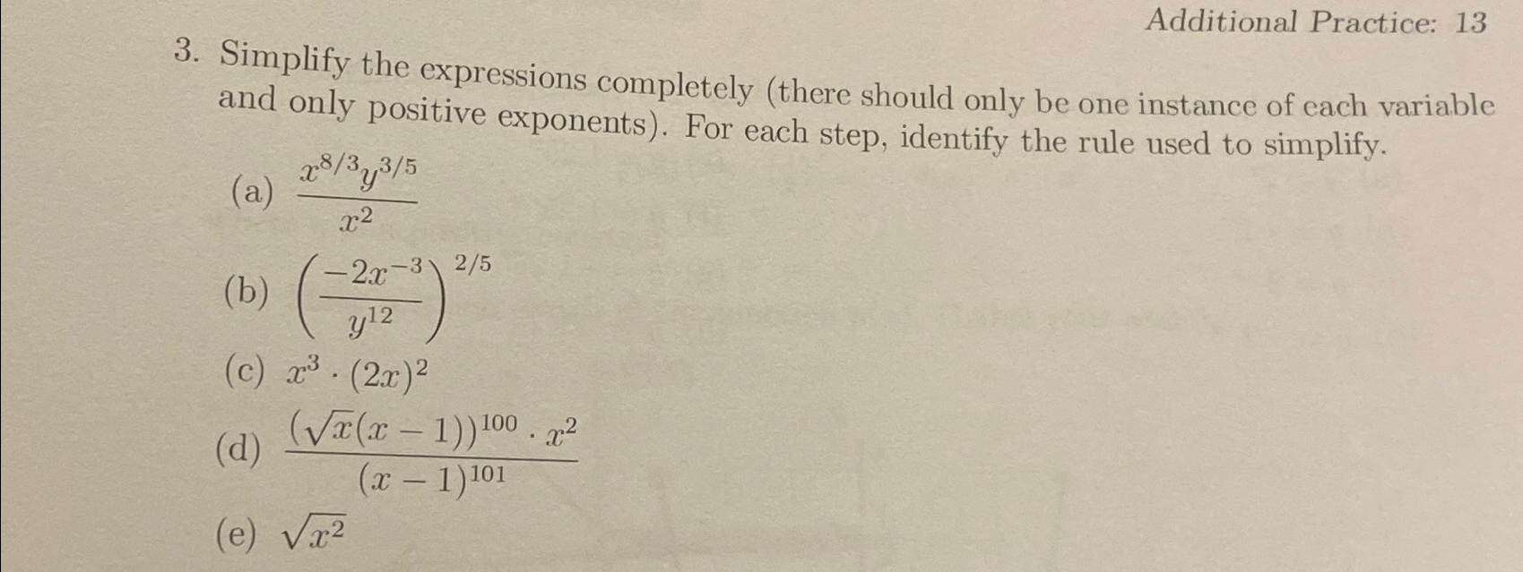 Solved Additional Practice: 133. ﻿Simplify the expressions | Chegg.com