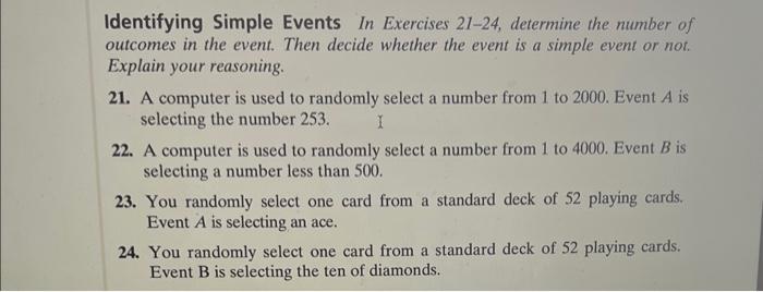 Solved Identifying Simple Events In Exercises 21-24, | Chegg.com