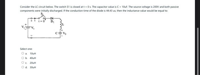 Solved Consider the LC circuit below. The switch S1 is | Chegg.com