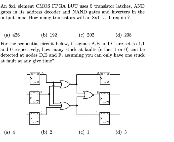 Solved An 8x1 element CMOS FPGA LUT uses 5 transistor | Chegg.com