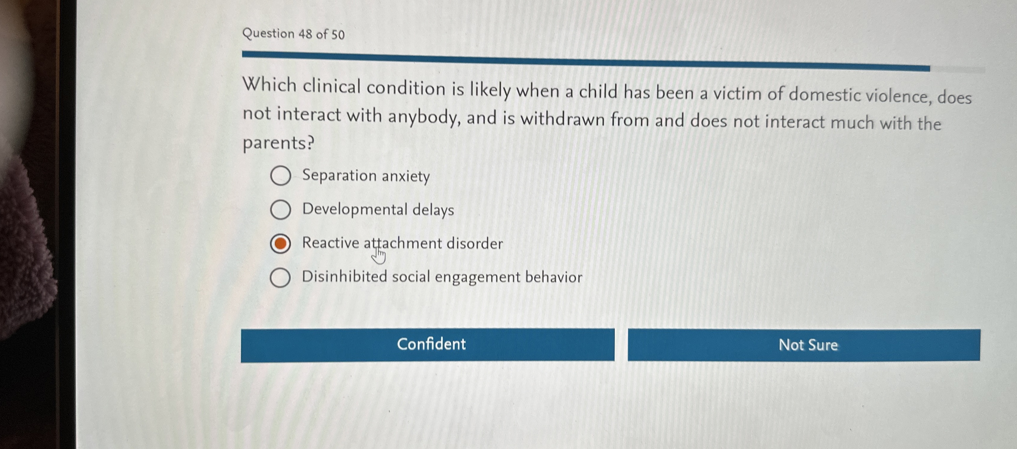 Solved Question 48 ﻿of 50Which clinical condition is likely | Chegg.com