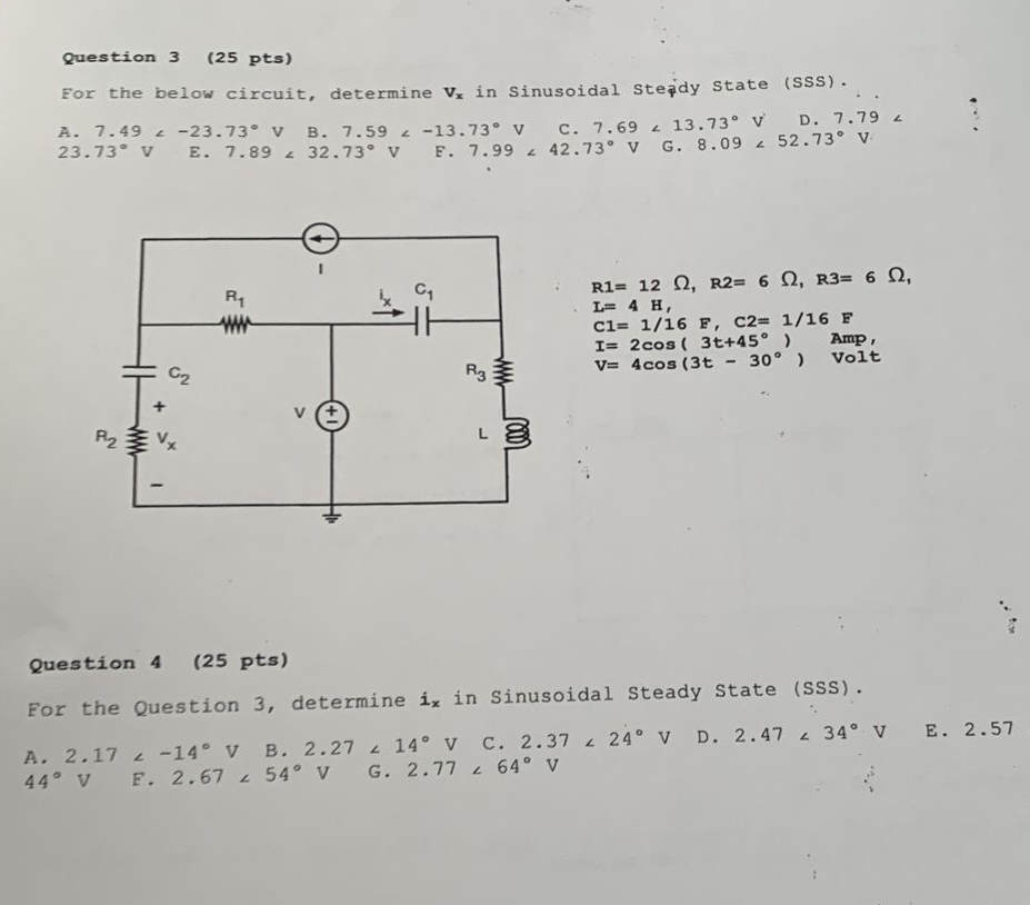 Solved Question 3 (25 ﻿pts)For the below circuit, determine | Chegg.com