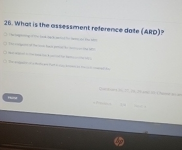 Solved What is the assessment reference date (ARD)?the | Chegg.com