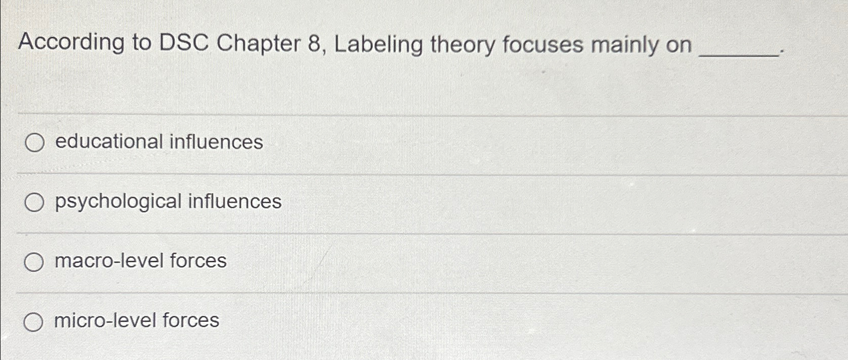 Solved According to DSC Chapter 8, ﻿Labeling theory focuses | Chegg.com
