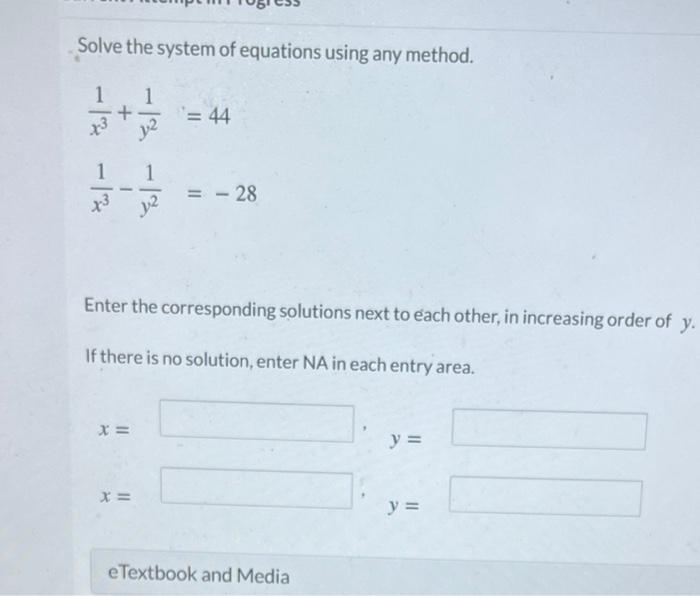 Solved Solve the system of equations using any method. 1 1 | Chegg.com