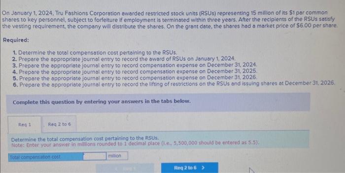 Solved Journal entry worksheet 45 Record the award of RSUS | Chegg.com