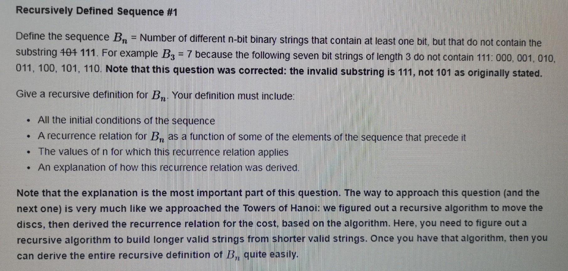 Solved Recursively Defined Sequence #1 Define the sequence | Chegg.com