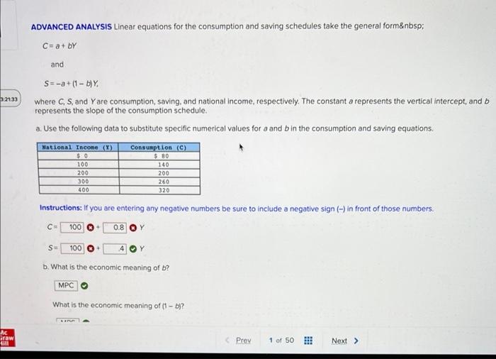 Solved ADVANCED ANALYSIS Linear equations for the | Chegg.com