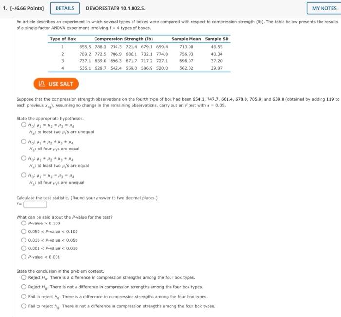Solved An article describes an experiment in which several | Chegg.com