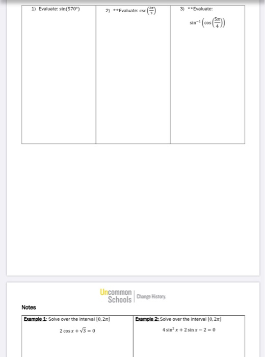 Solved 1) Evaluate: sin(570) 2) **Evaluate csc 3) | Chegg.com