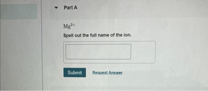 Solved Mg2+ Spell out the full name of the ion. | Chegg.com