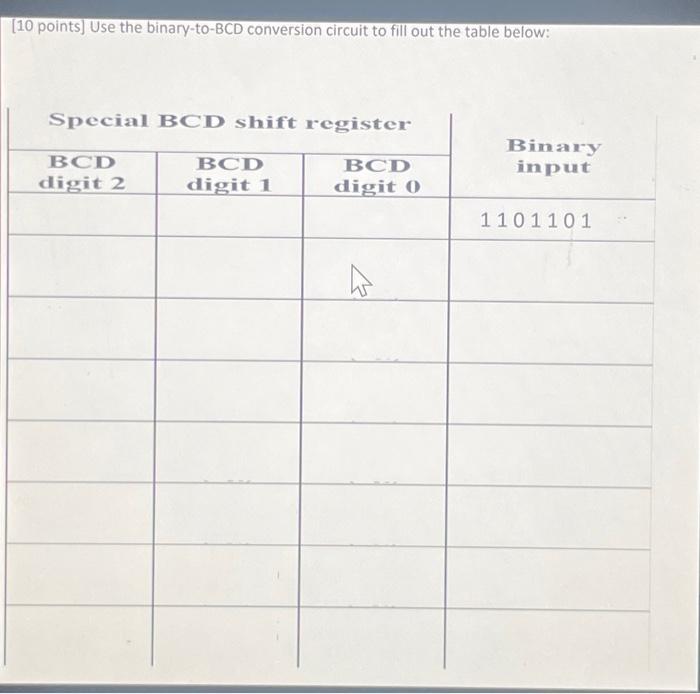 Solved 10 Points Use The Binary To Bcd Conversion Circuit 