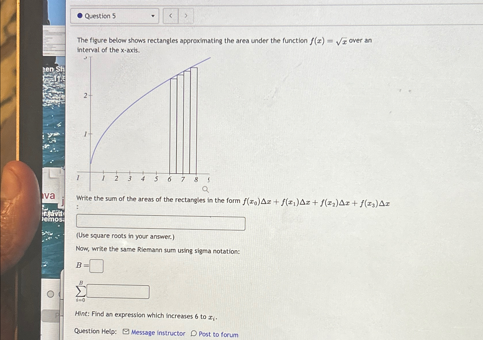 Solved The figure below shows rectangles approximating the | Chegg.com